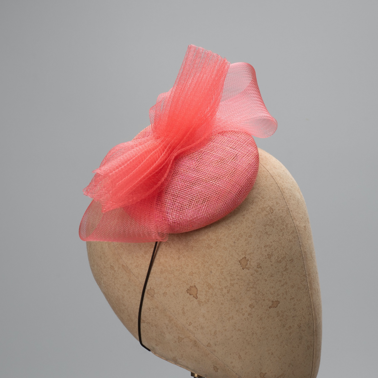 'Candace' Cocktail Hat in Coral